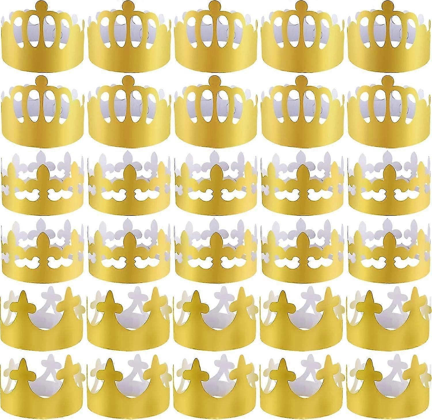 30 coronas de papel doradas para fiestas, sombreros, coronas de rey ...