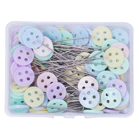 Sewing Pins, 100 Pcs Multicolored Dressmaker Pins Butterfly Button Head Pin Dressmaker Head Pin ...