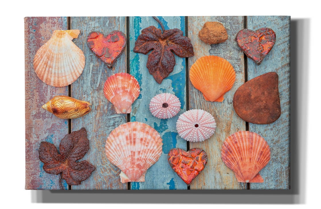 Epic Graffiti 'Shells and Hearts on Planks' by Cora Niele, Canvas Wall ...