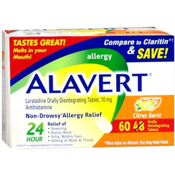 Alavert 24 Hour Orally Disintegrating Tablets Citrus Burst, 60 ea (Pack ...