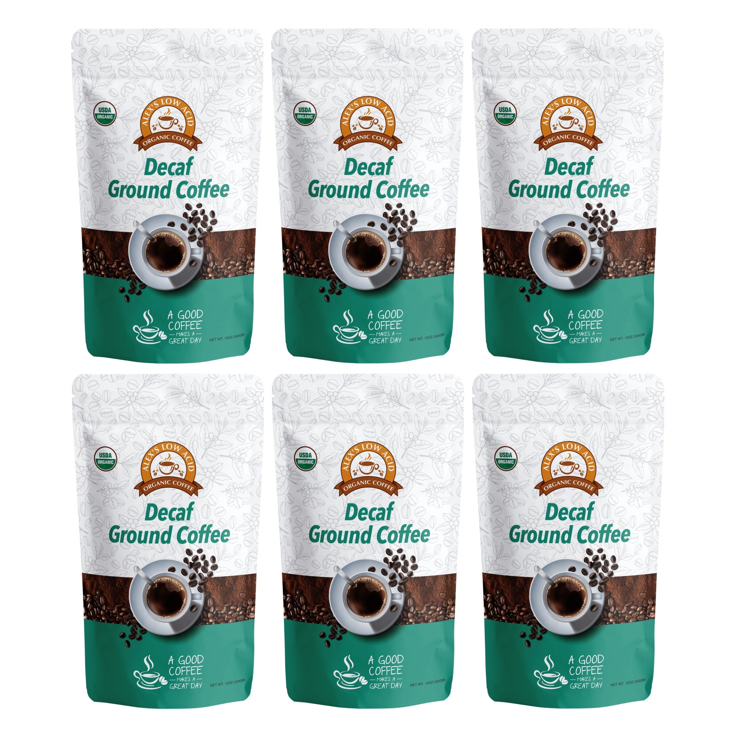 Alex's Low Acid Organic Coffee - Decaf Fresh Ground (12oz) Size: 6 Bags - Walmart.com