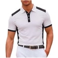 Antinious Men Solid Patchwork Texture Button Collar Short Sleeve ...