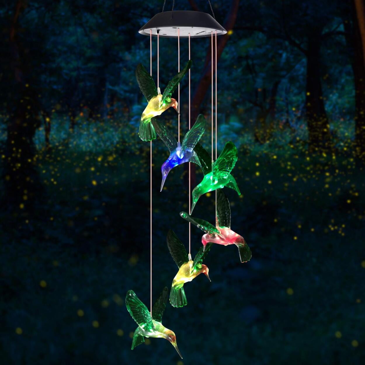 Color-Changing LED Solar Powered Hummingbird Wind Chime Lights ...