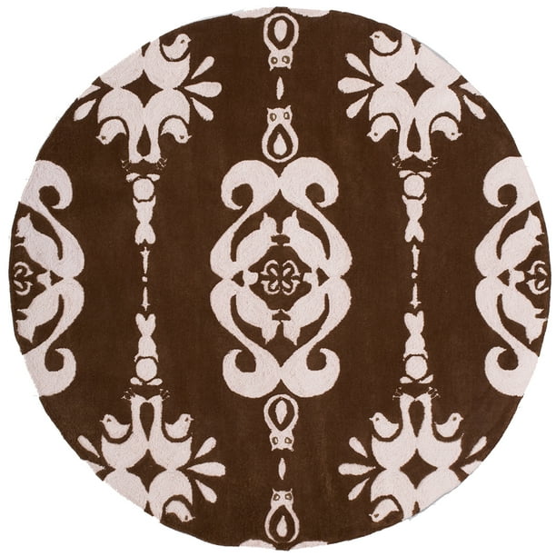 Momeni Mo Classic Round Geometric Flowers Modern Area Rugs, Brown ...