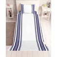 Twin XL Size Colorful Stripes Sheet Sets Navy Blue Wood Texture White ...