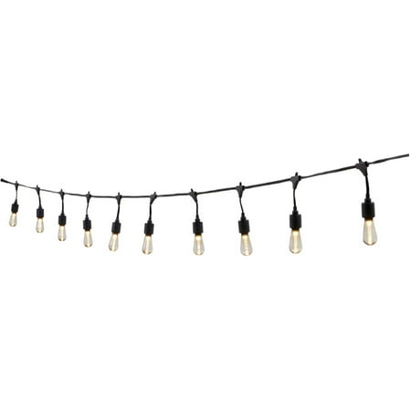 S10 Drop Socket Light Set with Black Wire - Warm White, 10 Lights ...