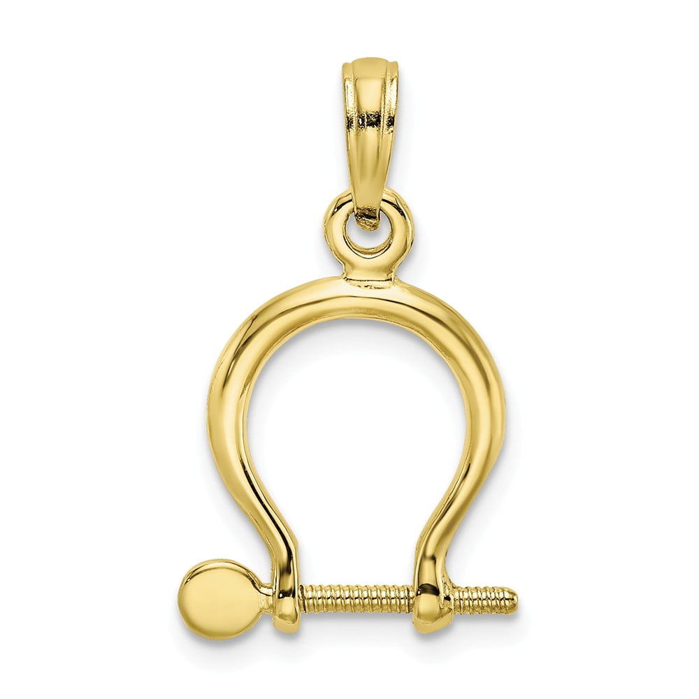 FB Jewels 10K Yellow Gold 3d Small Shackle Link Screw Pendant (3of3 ...