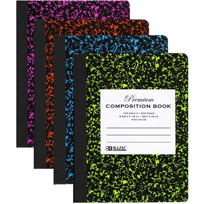 BAZIC W/R 100 Ct Premium Assorted Color Marble Composition Book, Case ...