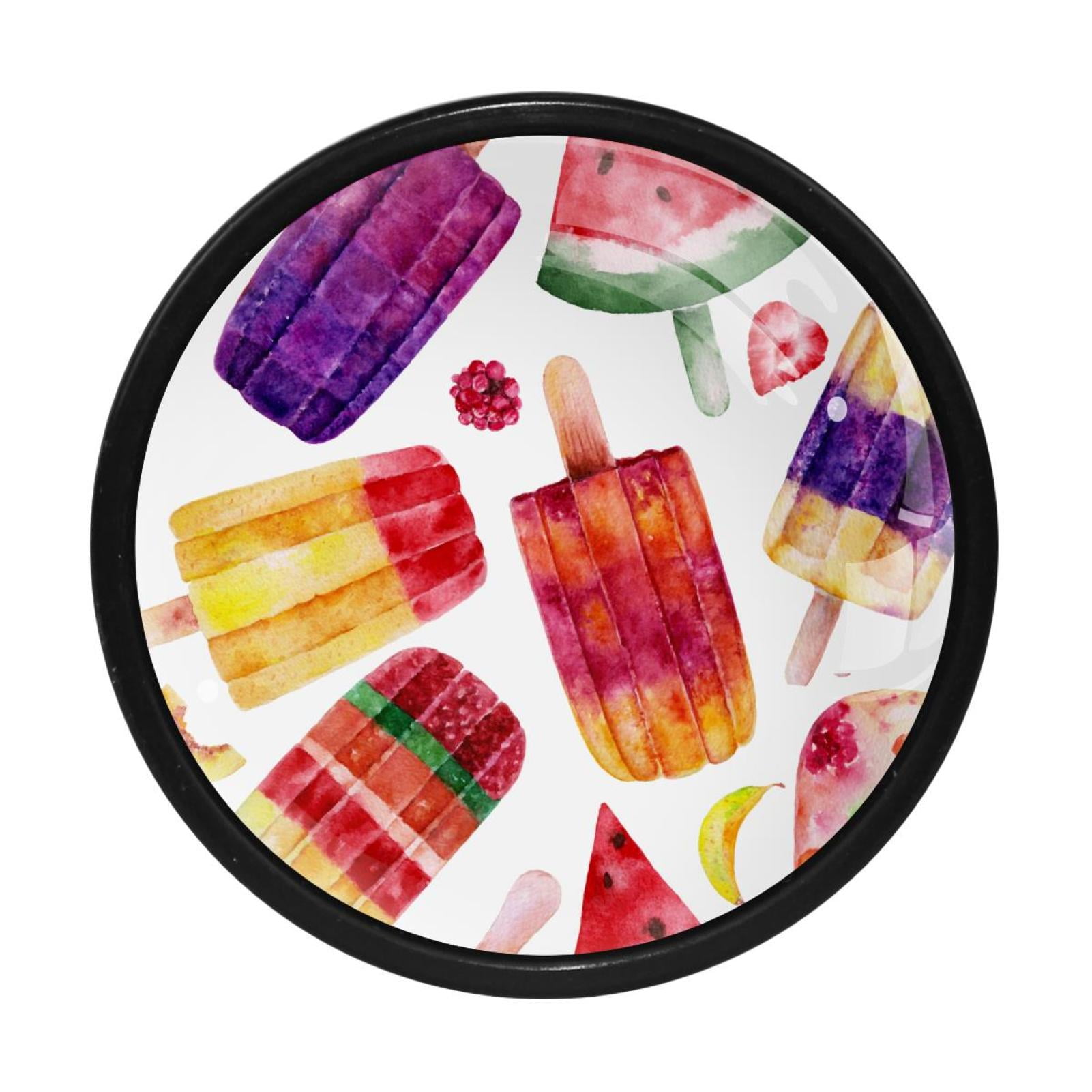 4 Pcs Summer Ice Cream Watercolor Knobs for Kitchen Cabinet Cupboard ...