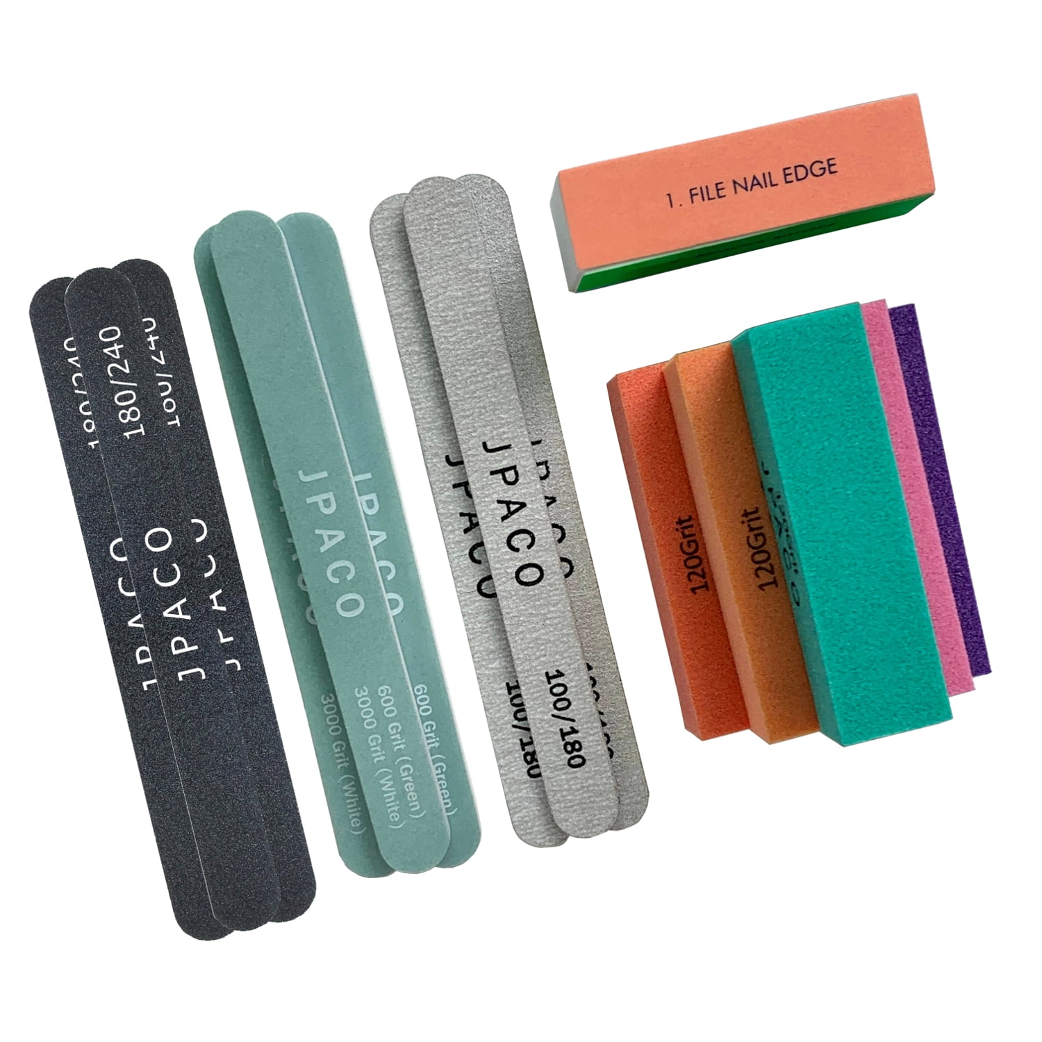 Manicure Set 16 Pack (Block & Shine Buffer, Buffer Files, Nail Files ...