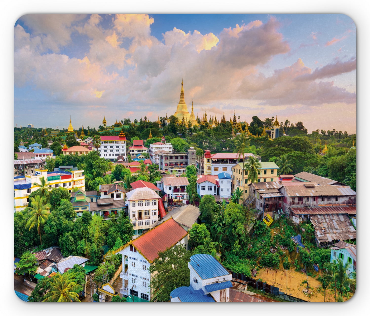 Landscape Mouse Pad, Yangon Myanmar Skline Cityscape Scenery with ...