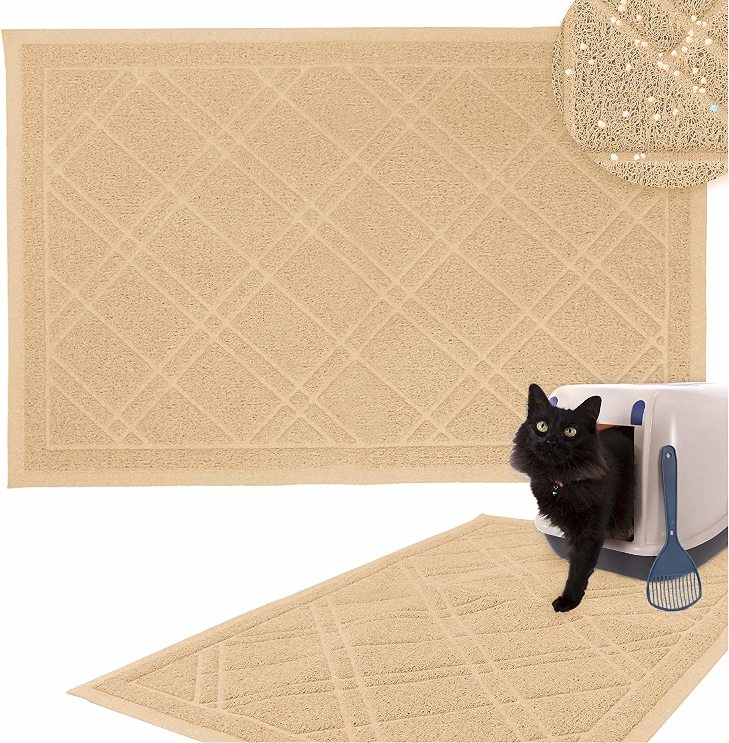 Downtown Pet Supply Cat Litter Mat 35" x 42" Beige Cat Mat For Litter ...