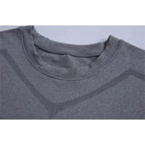 Men's Grey Compression Short Sleeve Base Layer Undershirt - Workout ...