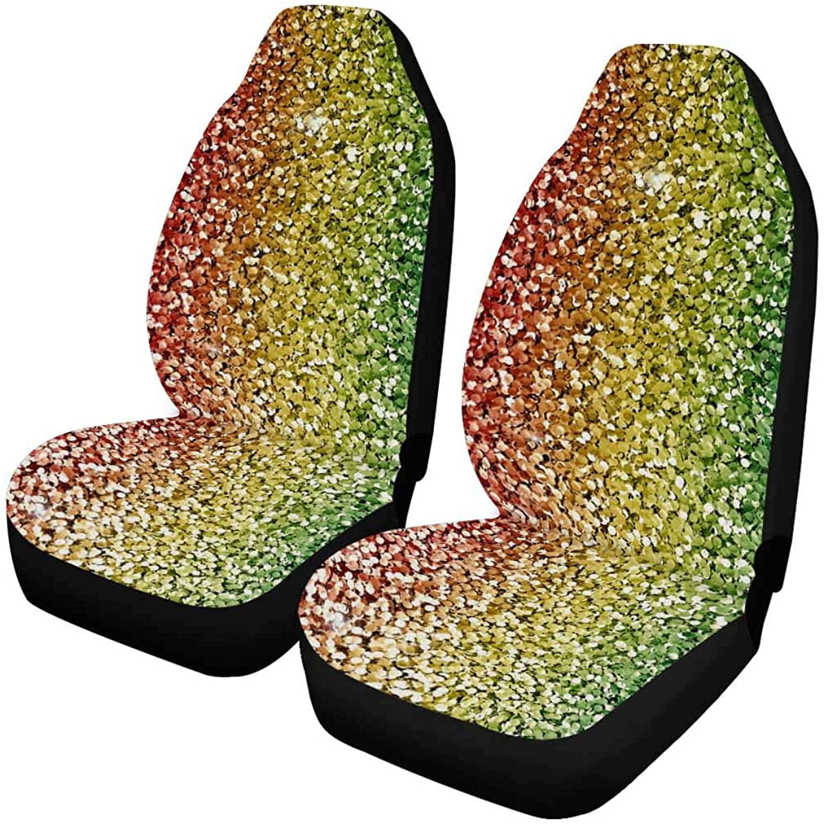 FMSHPON Set of 2 Car Seat Covers Rainbow Glitter Background Universal ...