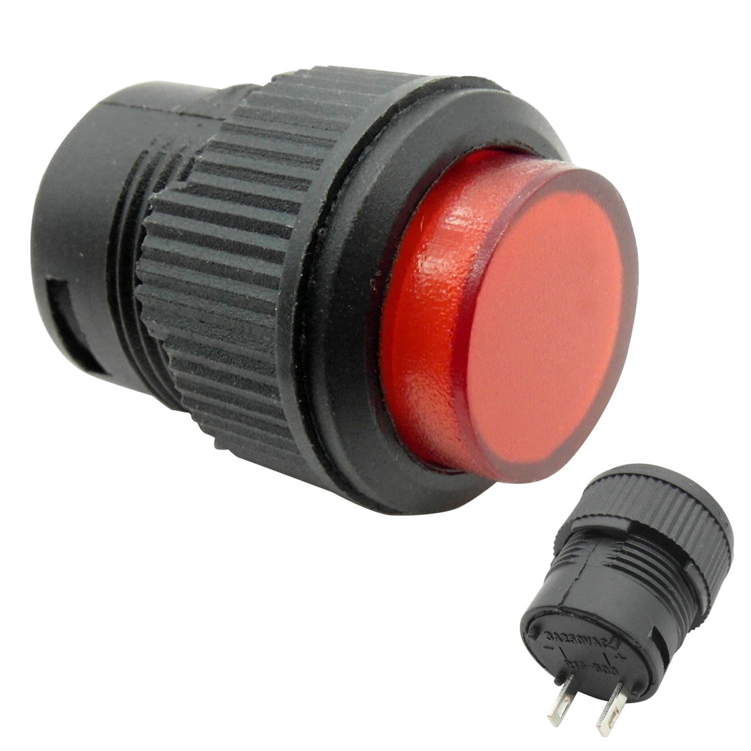 TrendBox 100 Red Push Button Switch Round 3A 250V AC SPST On/Off Self ...