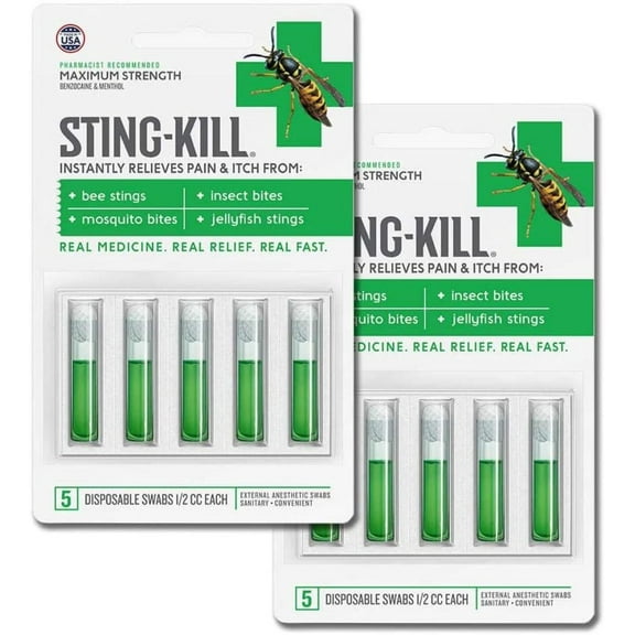 Sting-Kill First Aid Anesthetic Swabs, Pain Relief and Itch Relief, Bee ...