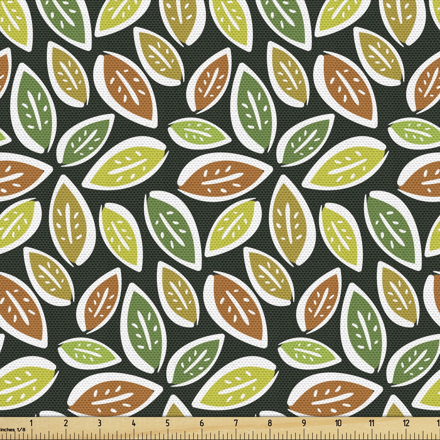 Autumn Fabric by the Yard, Continuous Leaves Seasonal Pattern Garden ...