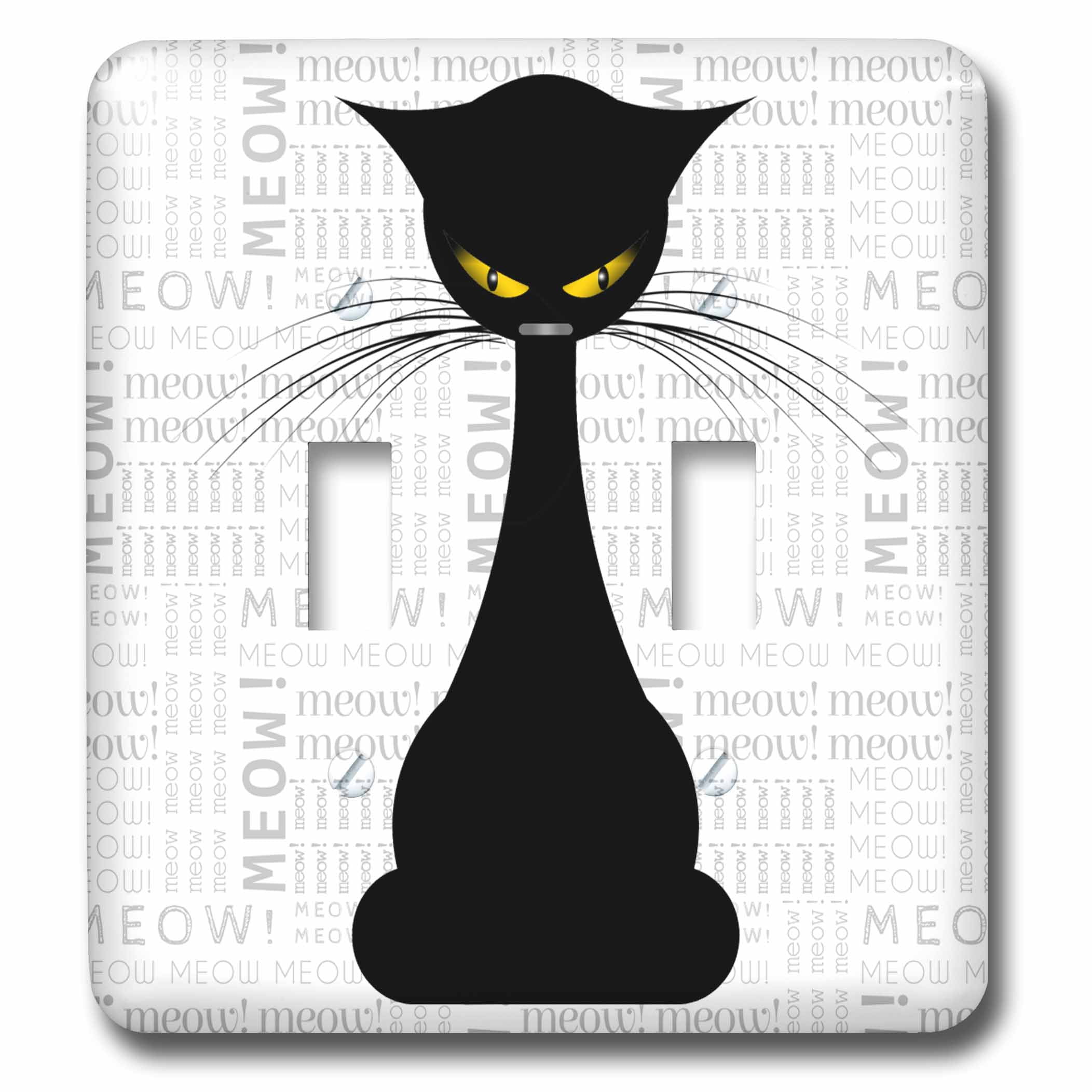 Slinky Black Cat on a fun Meow Background for the cat lover. double ...