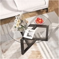 Contemporary Round Cocktail Table with 8mm Tempered Glass Top and ...