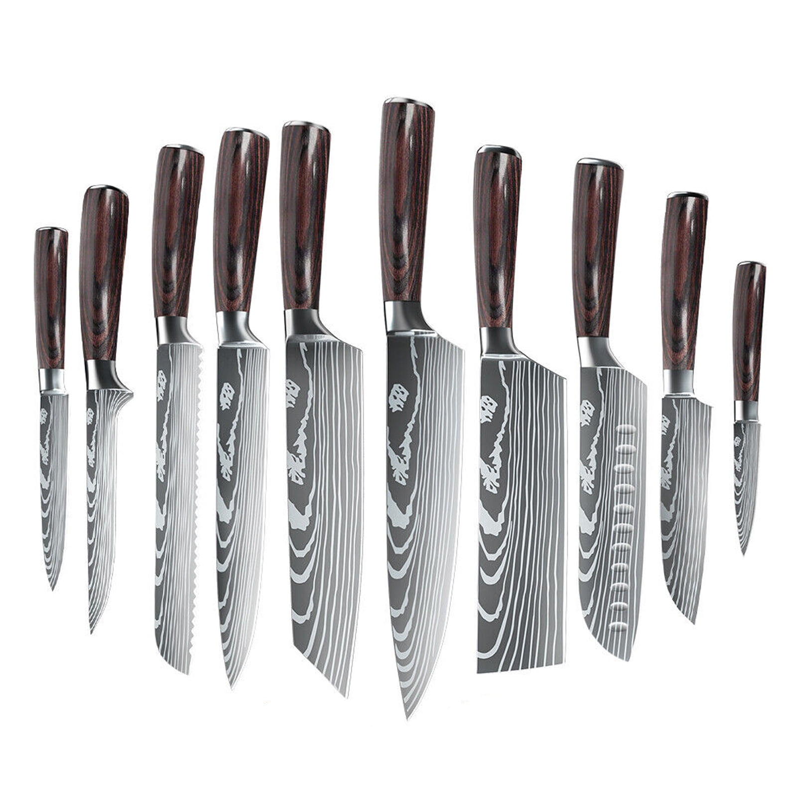 DFITO 10 Piece Pro Kitchen Knife Set, Stainless Steel Damascus Kitchen ...