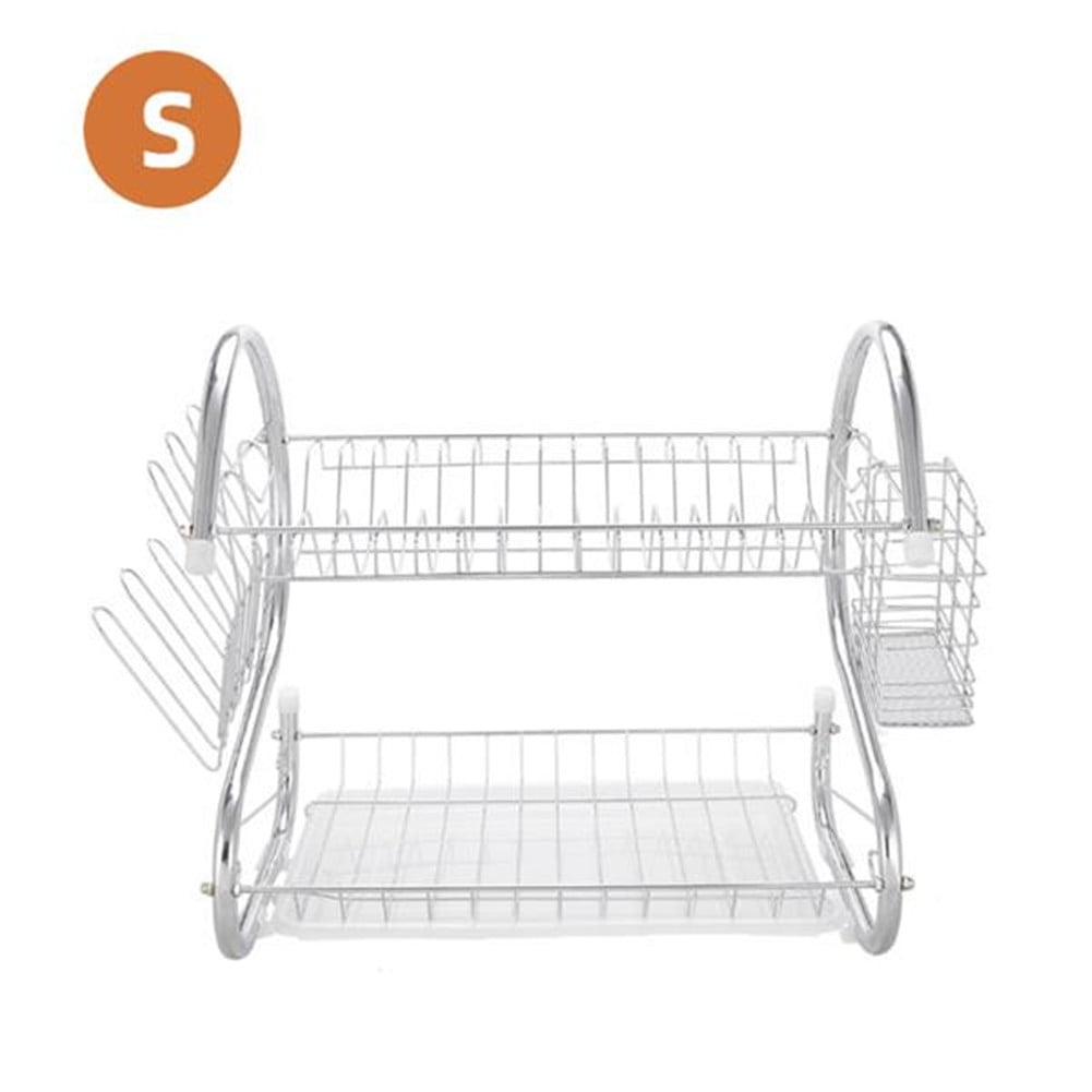 2 Tier Dish Drying Rack Rust-proof Dish Rack Utensil Holder For Kitchen ...