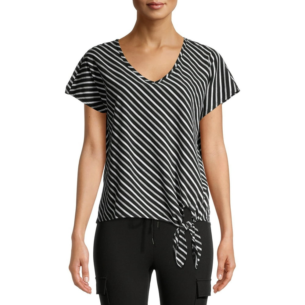 Time and Tru - Time and Tru Women's Tie Front T-Shirt - Walmart.com ...