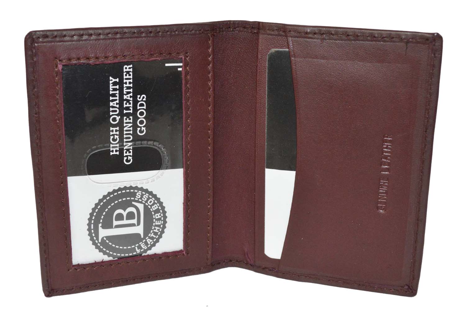 Leatherboss Genuine Leather Credit Card ID Holder Small Slim, Wine ...