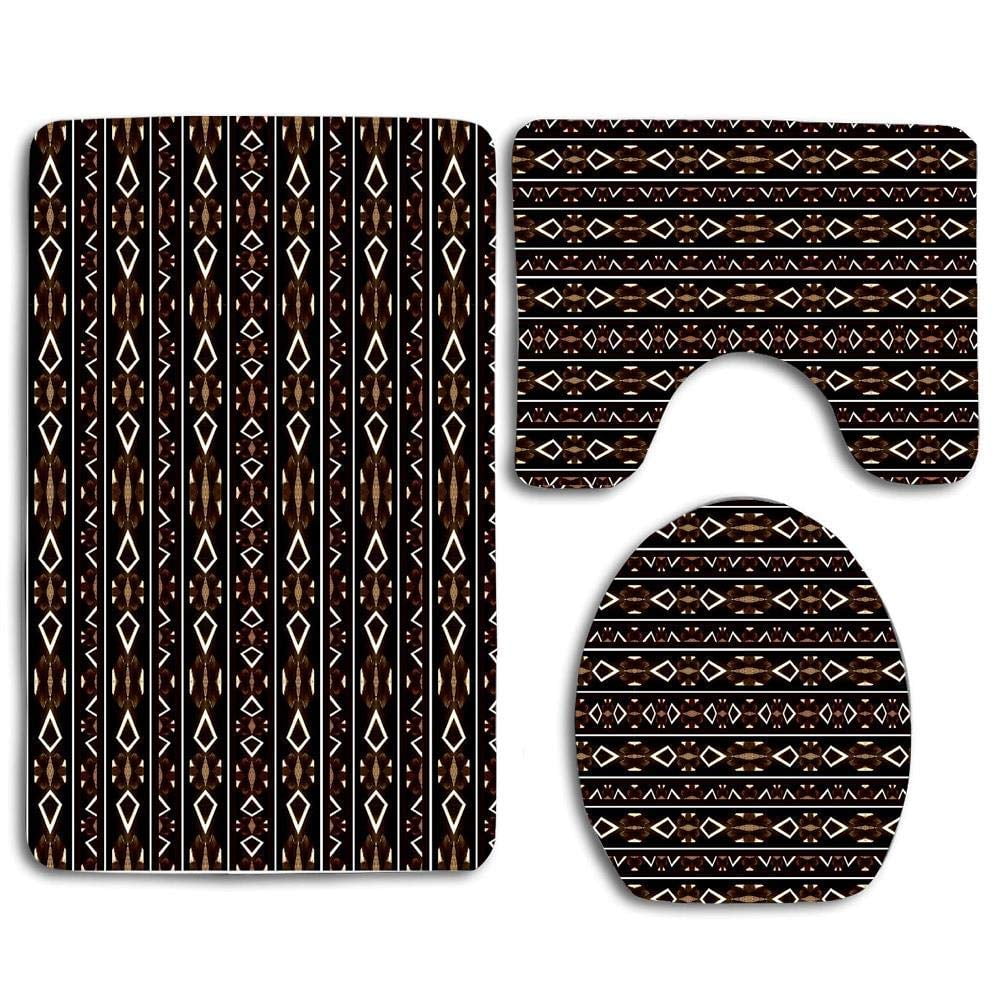 CHAPLLE Tribal Aztec 3 Piece Bathroom Rugs Set Bath Rug Contour Mat and ...