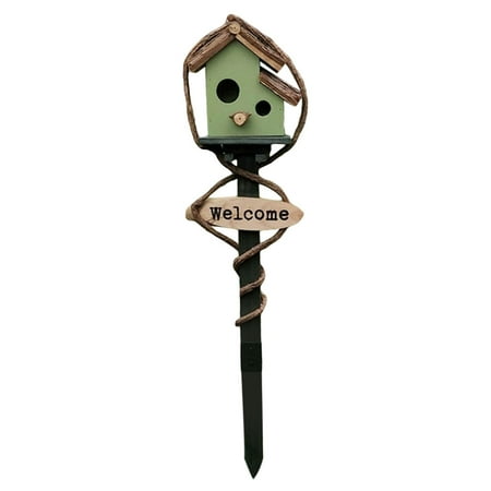 Garden Bird House Stakes Style Weatherproof Bird Resting Place green ...