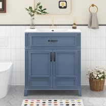 Miekor Furniture 30" Bathroom Vanity with Ceramic Sink Combo, Modern ...