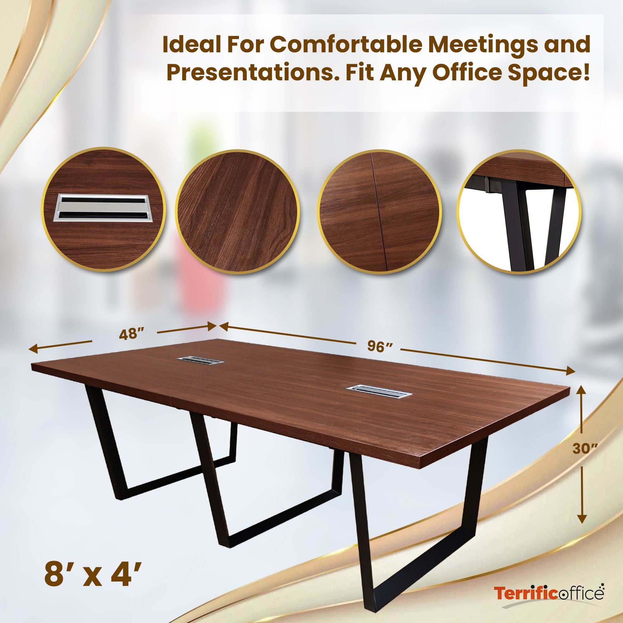 Buy 8 Foot Conference Room Table | Modern, Stylish Boardroom Desk with ...