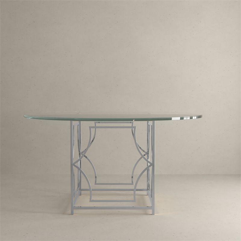 American Home Classic Edward Round Metal Dining Table in High Polish ...