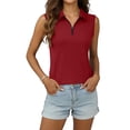 BUIGTTKLOP Womens Sleeveless Golf Shirts Zip up Work out Tank Tops ...