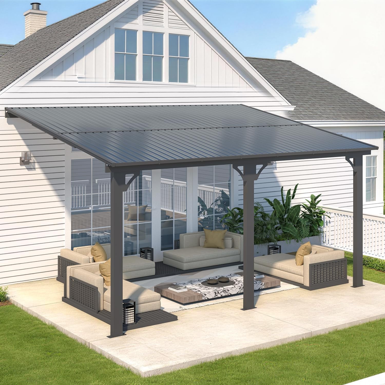 Click here for Aecojoy 10x14 Outdoor Hardtop Gazebo Adjustable He... prices