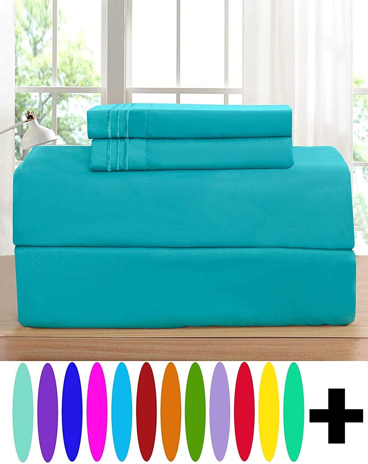 Elegant Comfort 4 Piece Bed Sheets 1500 Thread Count Microfiber, Twin ...