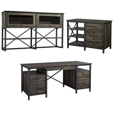Home Square 2-Piece Set with 60" Credenza Desk & Utility Stand Library ...
