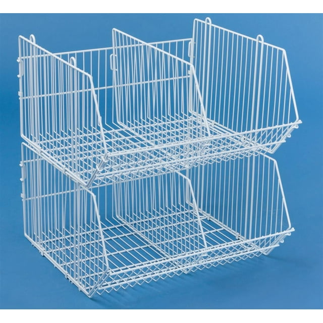 Stackable Wire Dump Bins for Floor, Includes 2 Removable Dividers for ...