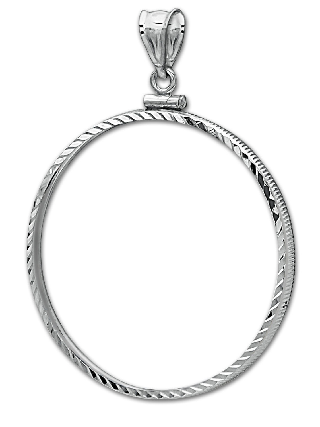 14K White Gold Screw-Top Diamond-Cut Coin Bezel - 22 mm - Walmart.com