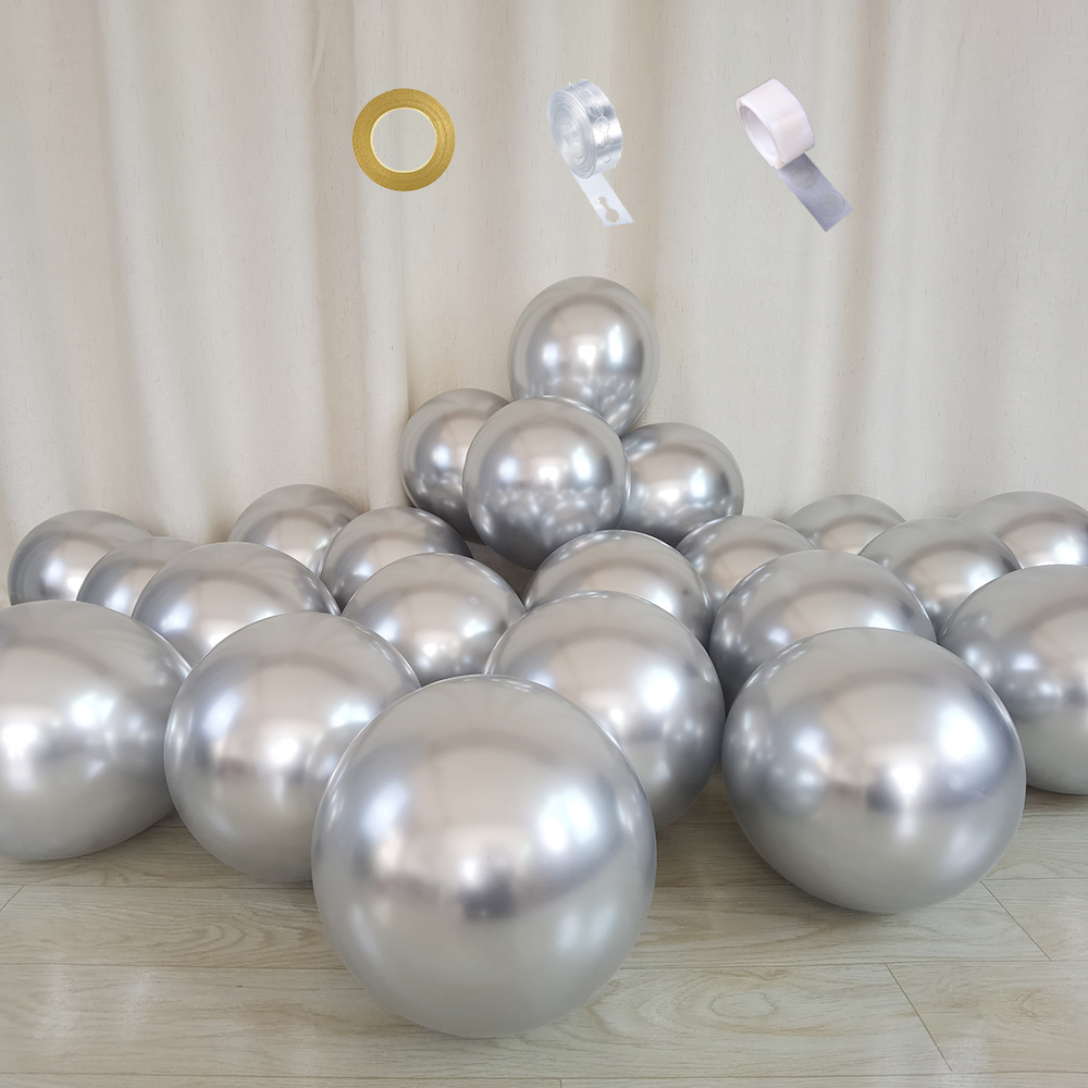 Silver Balloons 12 inch Metallic Chrome Silver Balloons for Birthday ...