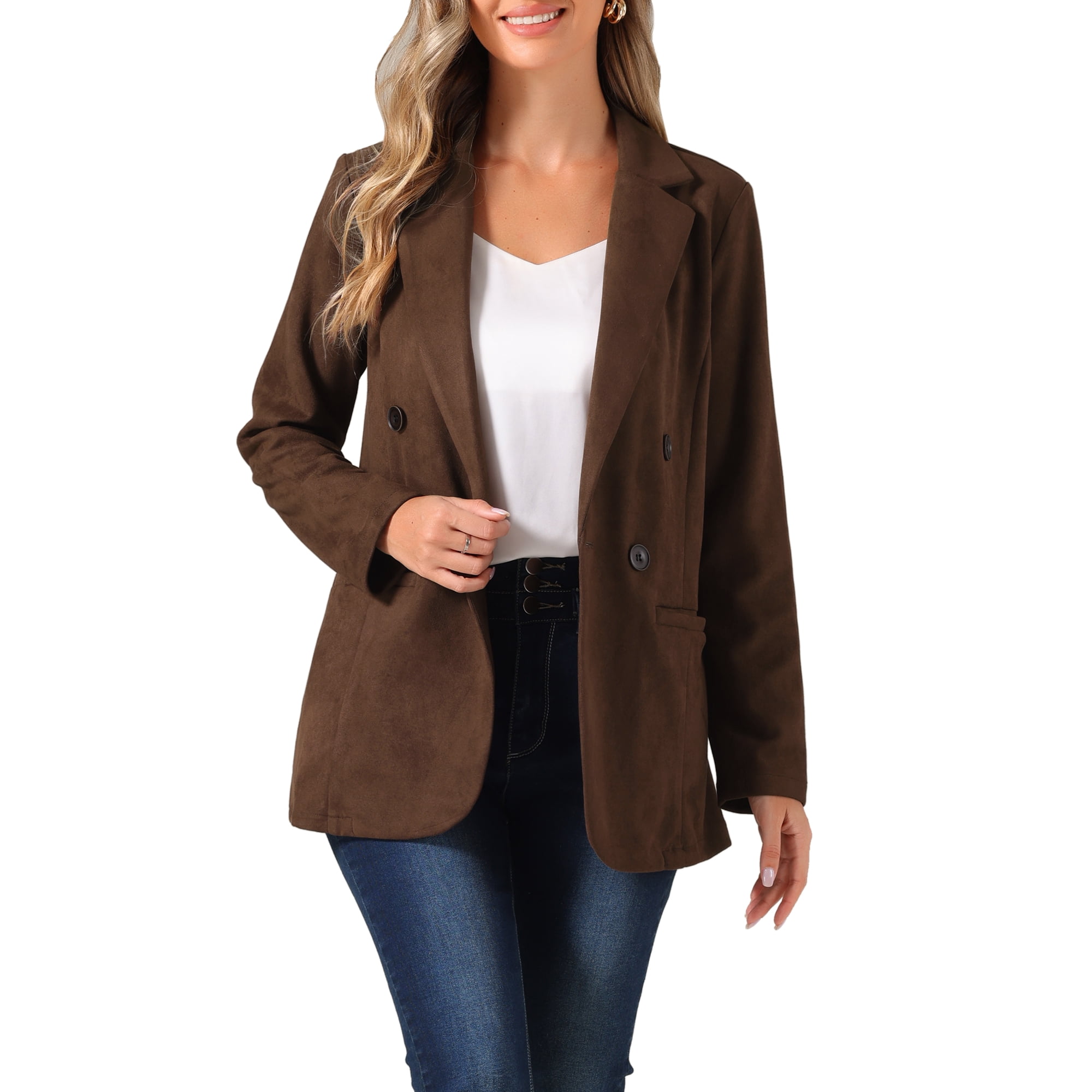 Click here for Inspire Chic Faux Suede Blazer For Womens Dressy L... prices