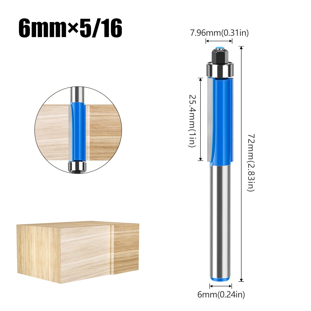 Juego de brocas para enrutador de ajuste al ras, hoja de vástago de 6mm ...
