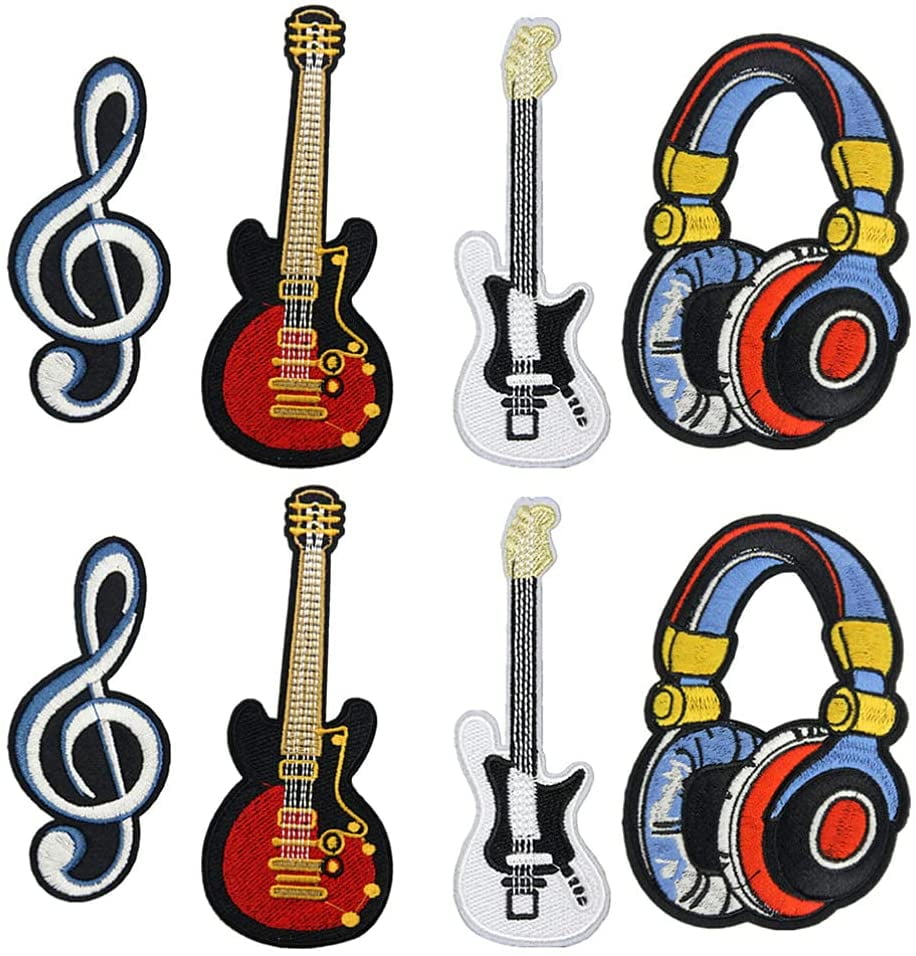 8pcs Music Series Embroidery Patch Musical Notes Guitar Symbol Sew On ...