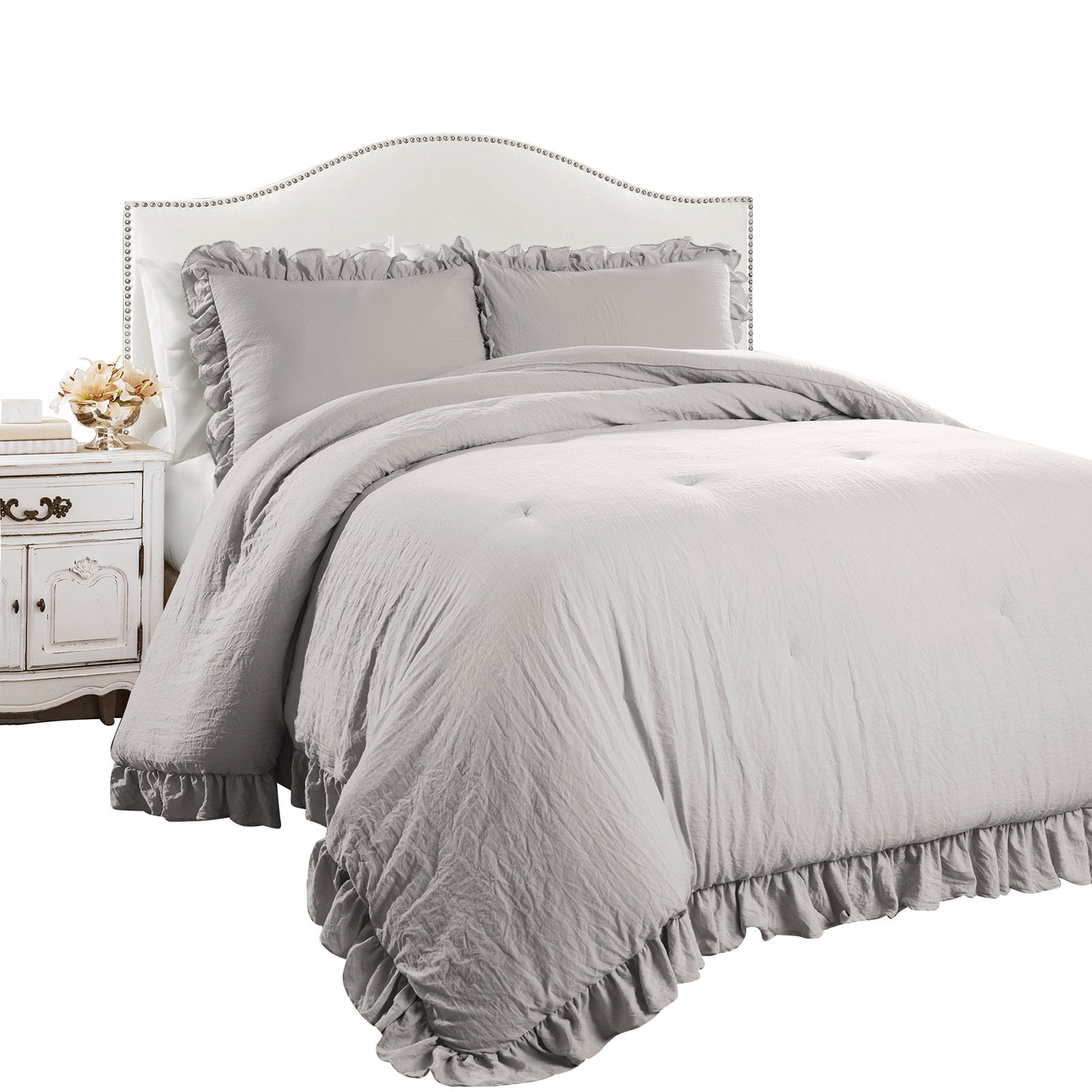 Reyna Comforter Light Gray 3Pc Set Full/Queen - Walmart.com