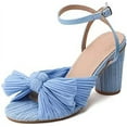 Pleated Bow Ankles With Thick Heels Womens Ankle Strap Stiletto