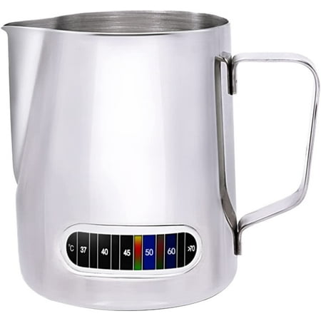 HEIBIN Milk Frothing Pitchers with Integrated Thermo Meter Latte Art ...
