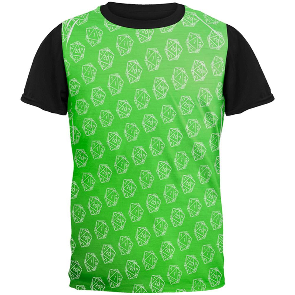 D20 Gamer Critical Hit and Fumble Green Pattern All Over Mens Black ...