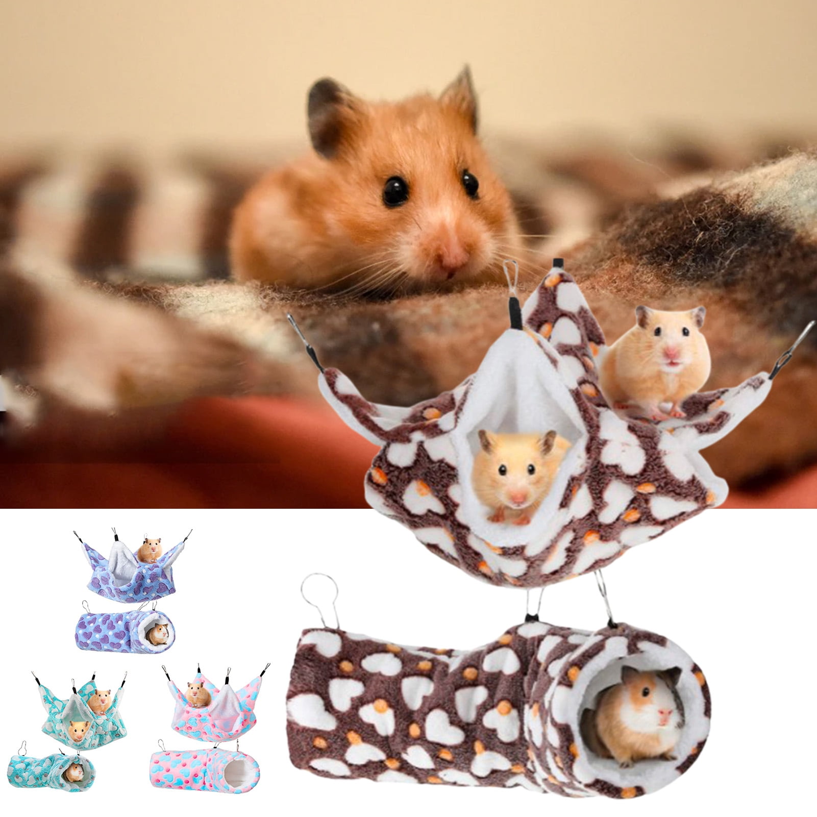 Anvazise 2Pcs Hamster Tunnel Bed Keep Warm Pet Bed Cage Accessories ...