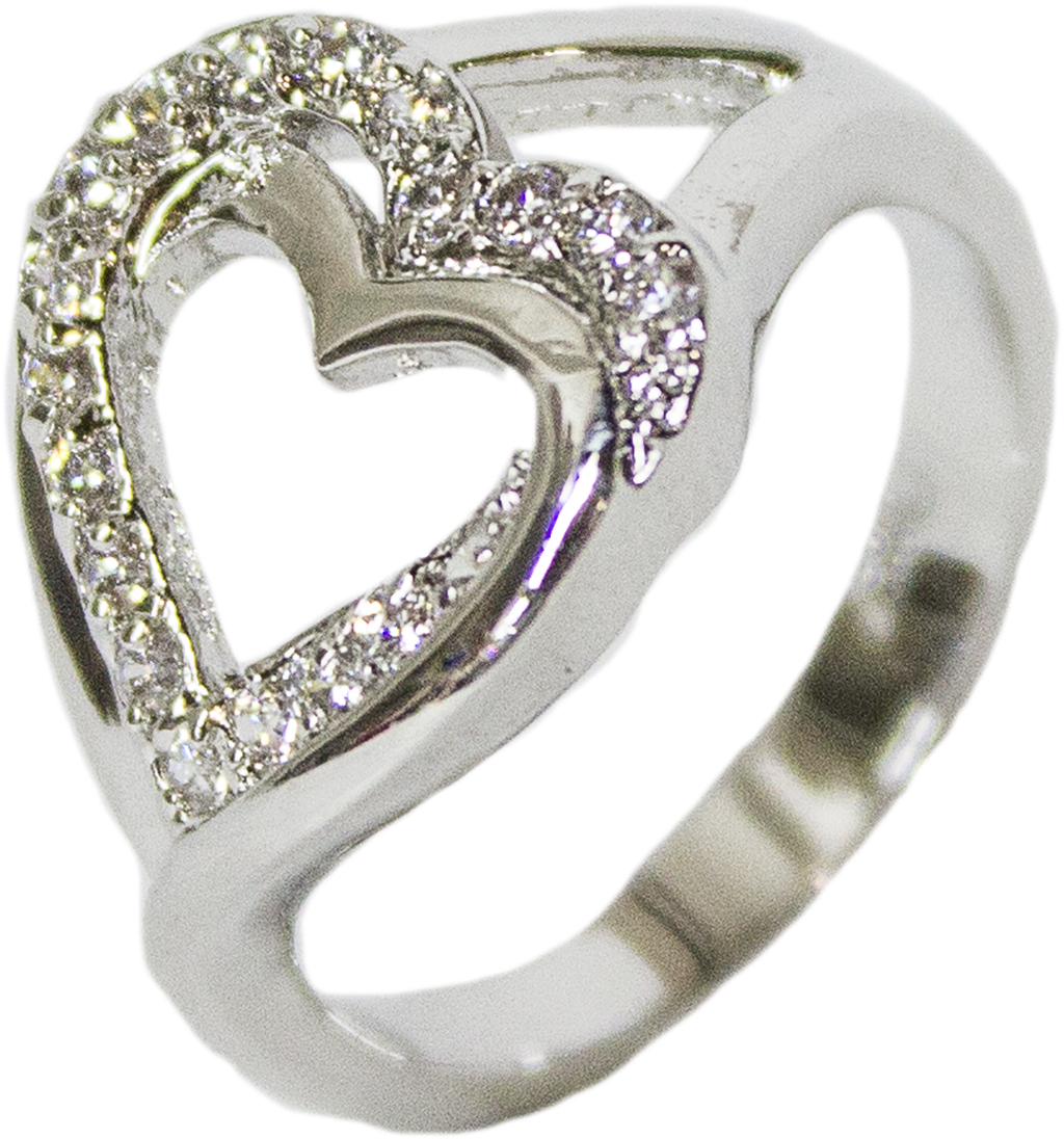 Women's Rhodium Plated Dress Ring CZ Heart Band 107 (8) - Walmart.com