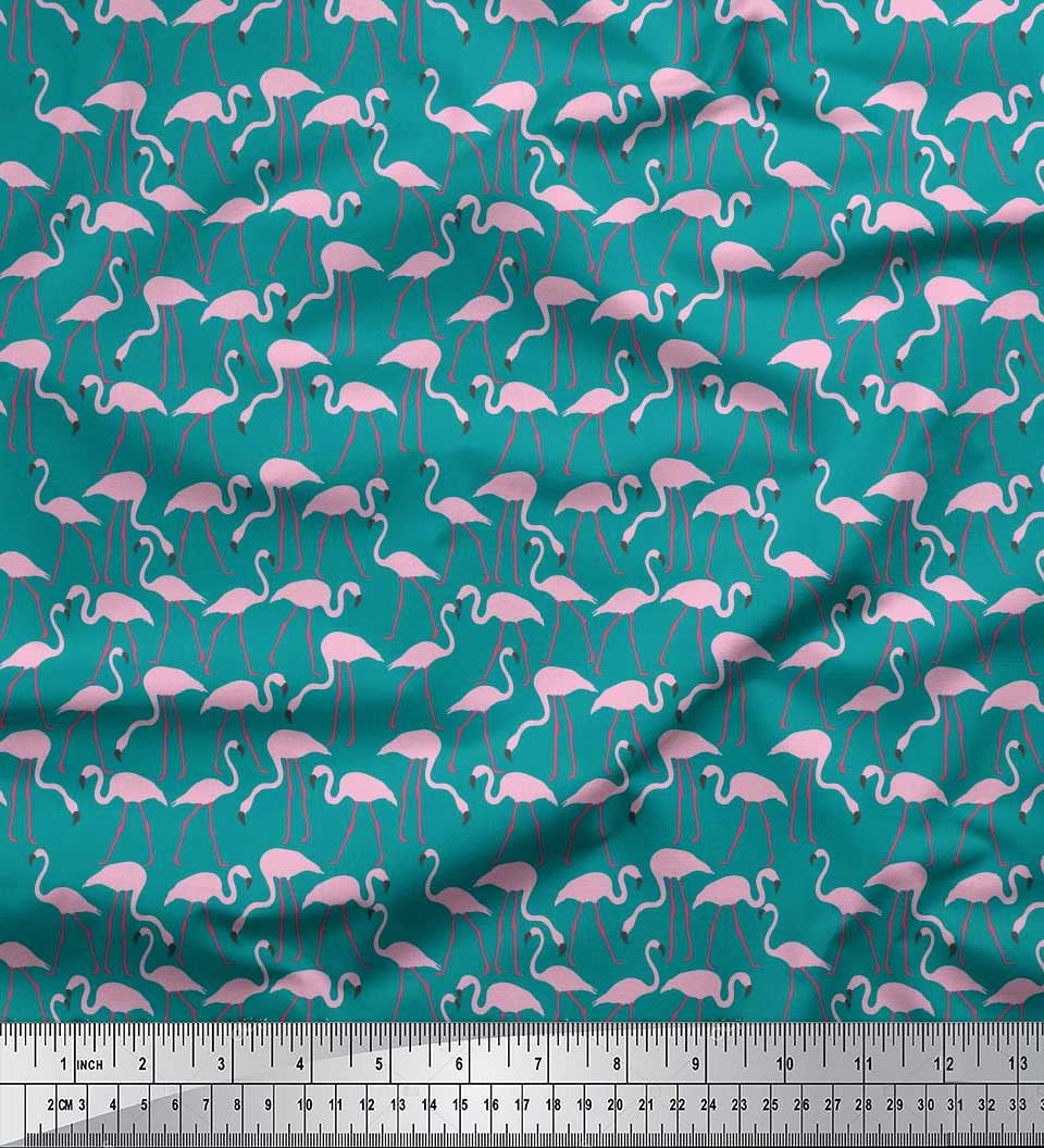 Soimoi Cotton Duck Fabric Flamingo Bird Print Fabric by the Yard 42 ...
