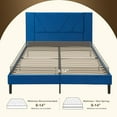 Flolinda Queen Size Velvet Upholstered Platform Bed Frame with Vertical ...